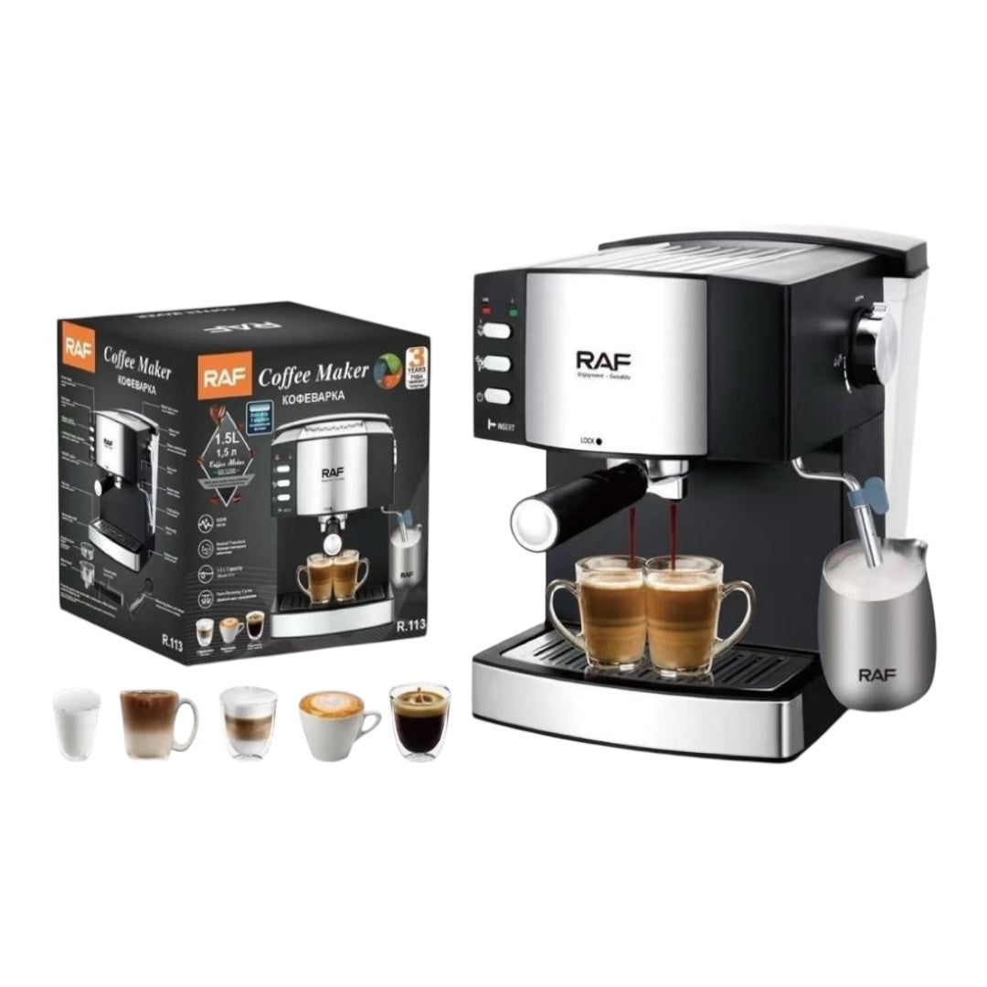 RAF Twin Brew Pro – 20Bar Espresso & Cappuccino Coffee Maker R.113 – Megamall Online Store