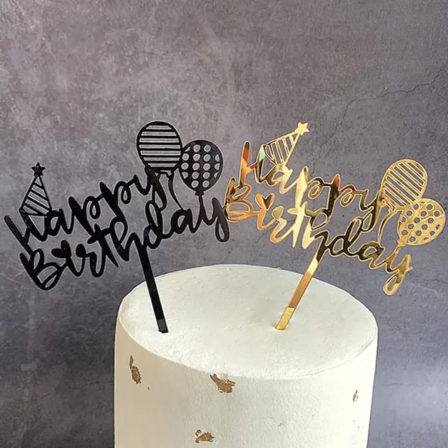 Silver Happy Birthday Cake Topper – Megamall Online Store