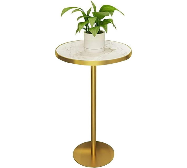 Gold Metal Standing Pub Table, Kitchen Round Marble Height Cocktail De ...