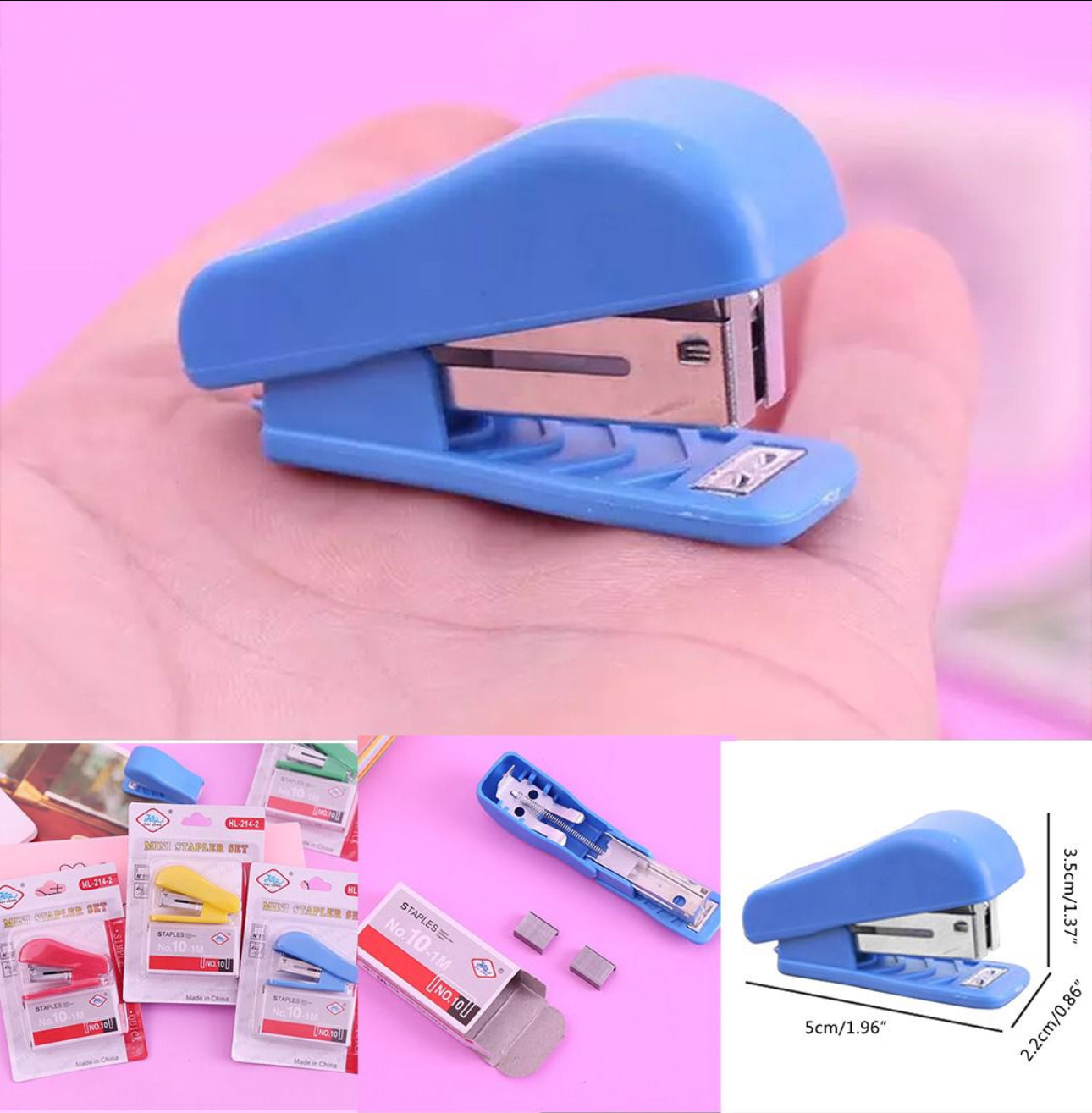 Mini Stapler + Box Of Staples Built in Staple Remover Cute Cartoon Por ...