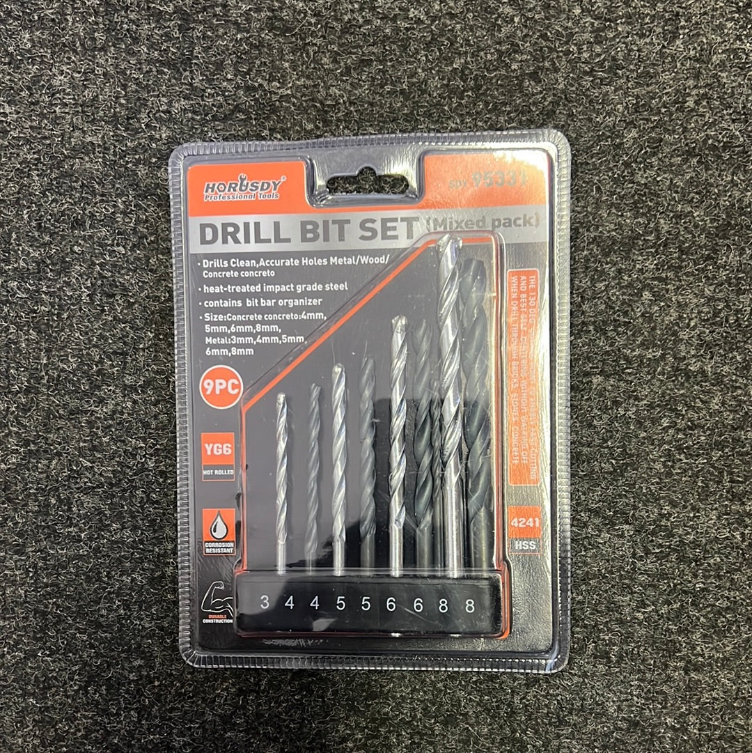 Horusdy Combination Drill Set 9pc For Metal & Wood – Megamall Online Store