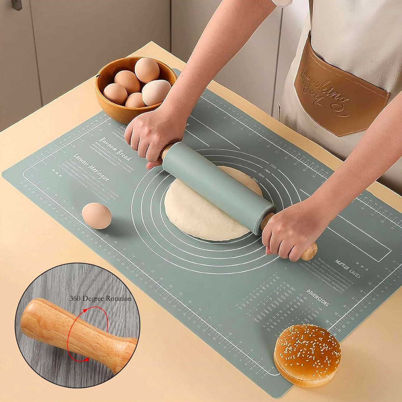 Placemat,Rolling Pin Mat Large Long Silicone Nonstick – Megamall Online ...