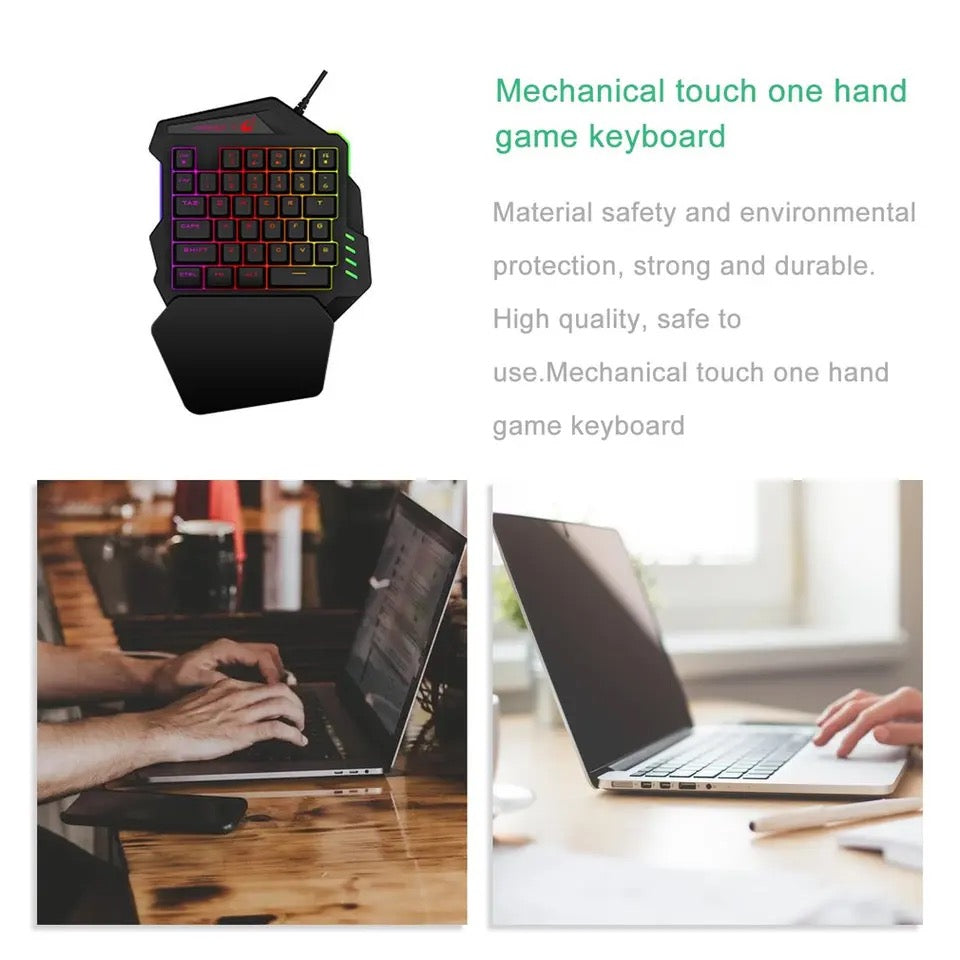 K9 USB One-Handed Keyboard RGB Light Effect Game Keyboard LOL Hand Gam ...