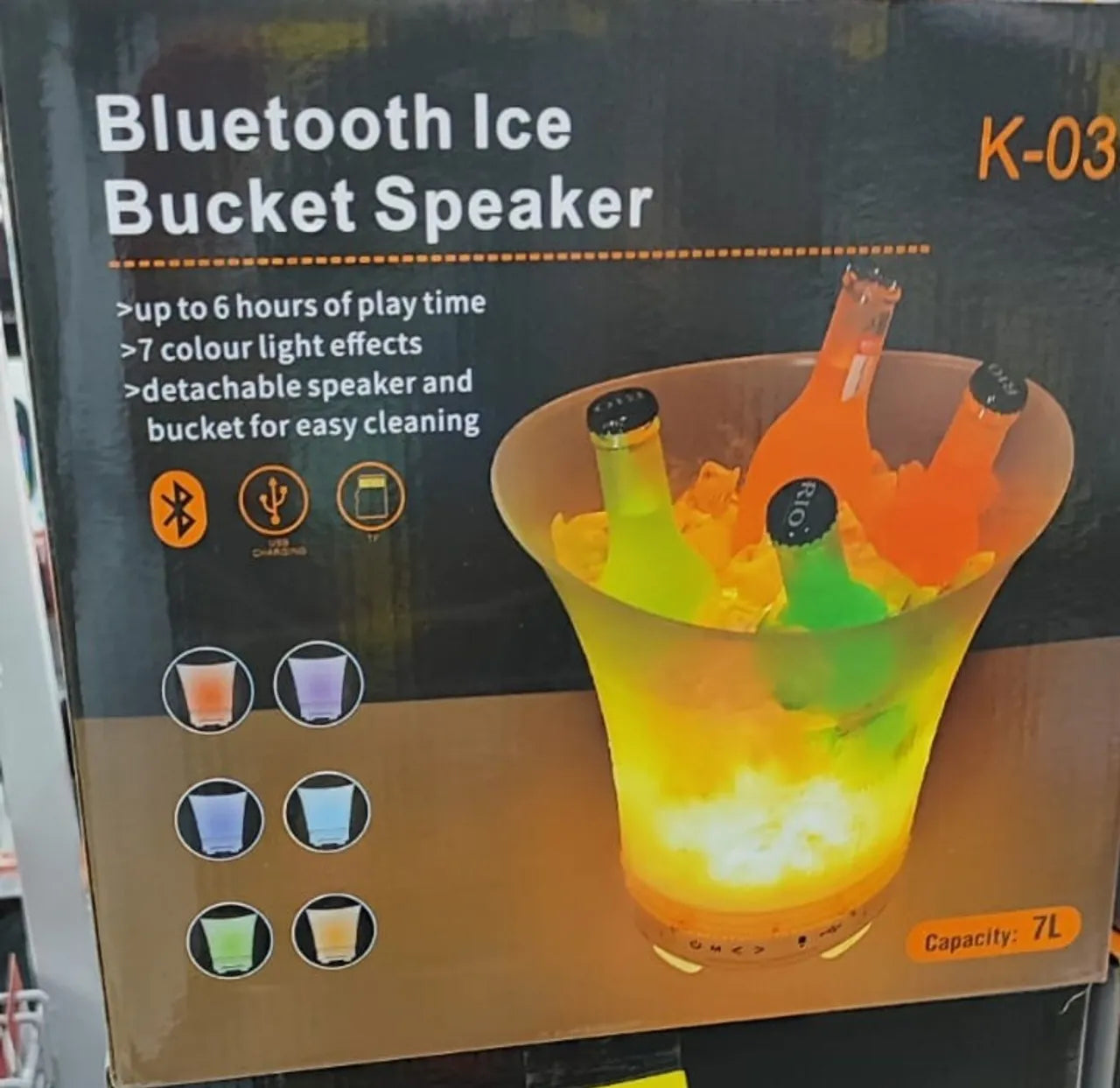 LED Ice Bucket with Bluetooth Speaker – 7 Colours Changing Luminous Dr ...