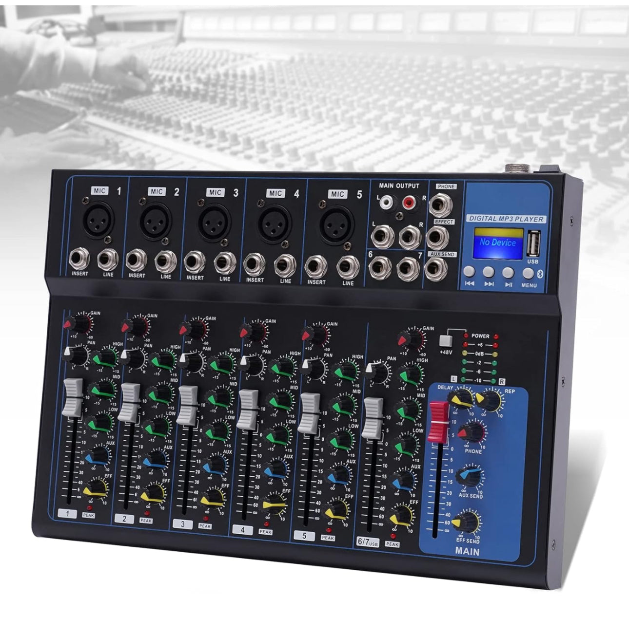 Lexuco 7 Channel Mixer with Bluetooth and USB Mixer – Megamall Online Store