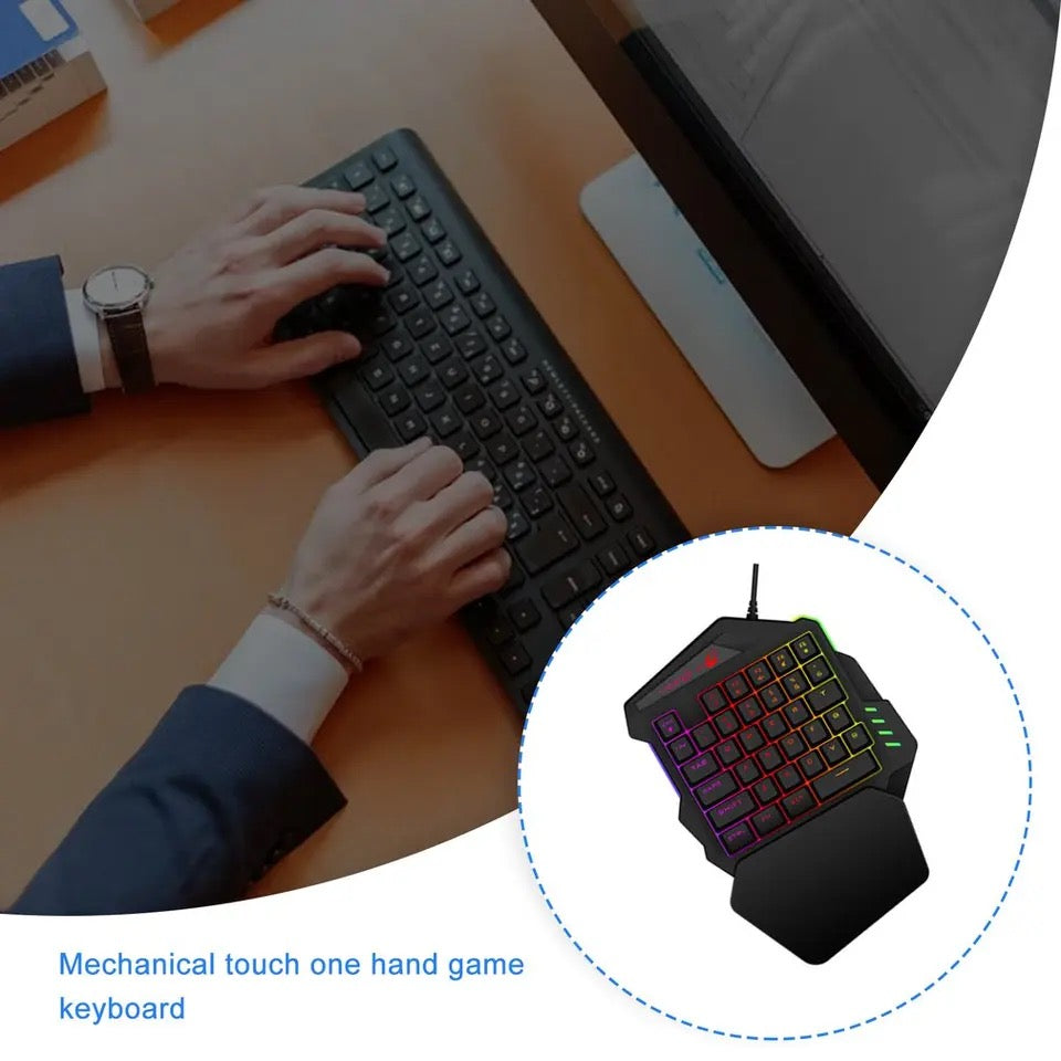 K9 USB One-Handed Keyboard RGB Light Effect Game Keyboard LOL Hand Gam ...