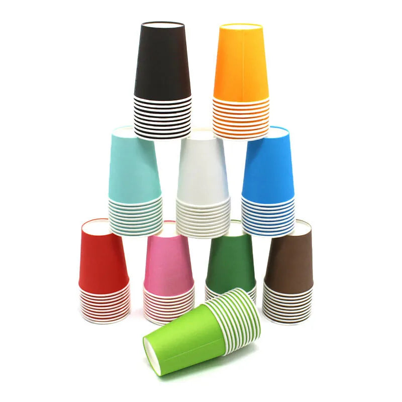 Paper Cups Disposable Drinking Solid 10 Coloured Party Wedding DIY Sup ...