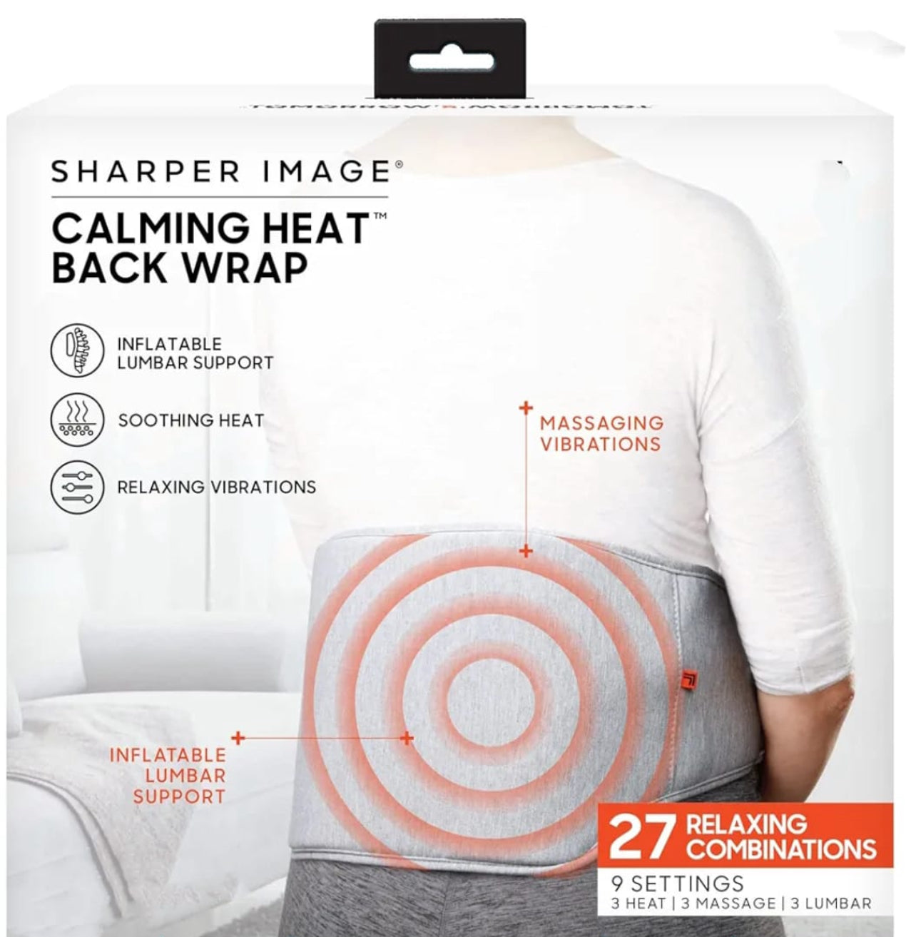 Calming Heat Back Wrap Deluxe by Sharper Image- Cordless Electric Back ...
