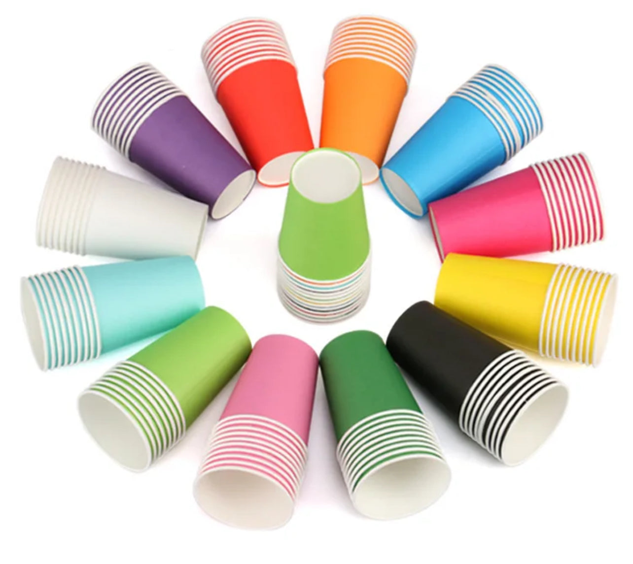 Paper Cups Disposable Drinking Solid 10 Coloured Party Wedding DIY Sup ...