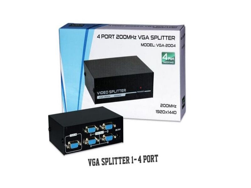 4 Port Powered VGA Splitter 1 in 4 Out 200Mhz Video Distribution Dupli ...