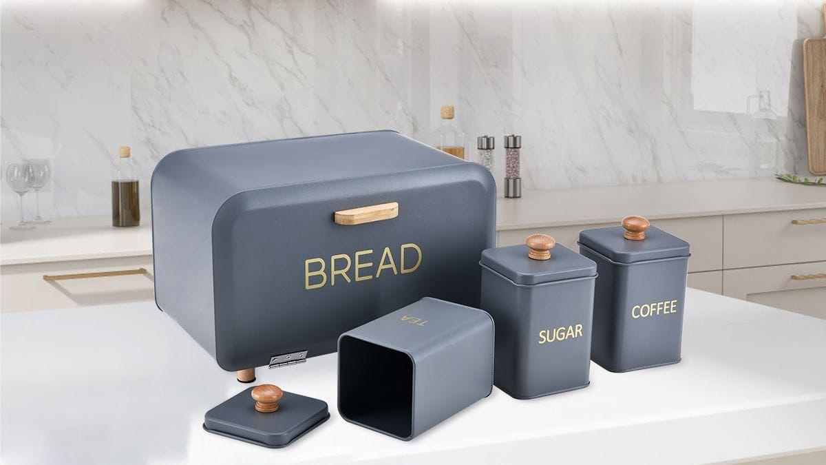 Bread Bin & Canister Set 4pc - Various Colour Options – Megamall Online ...