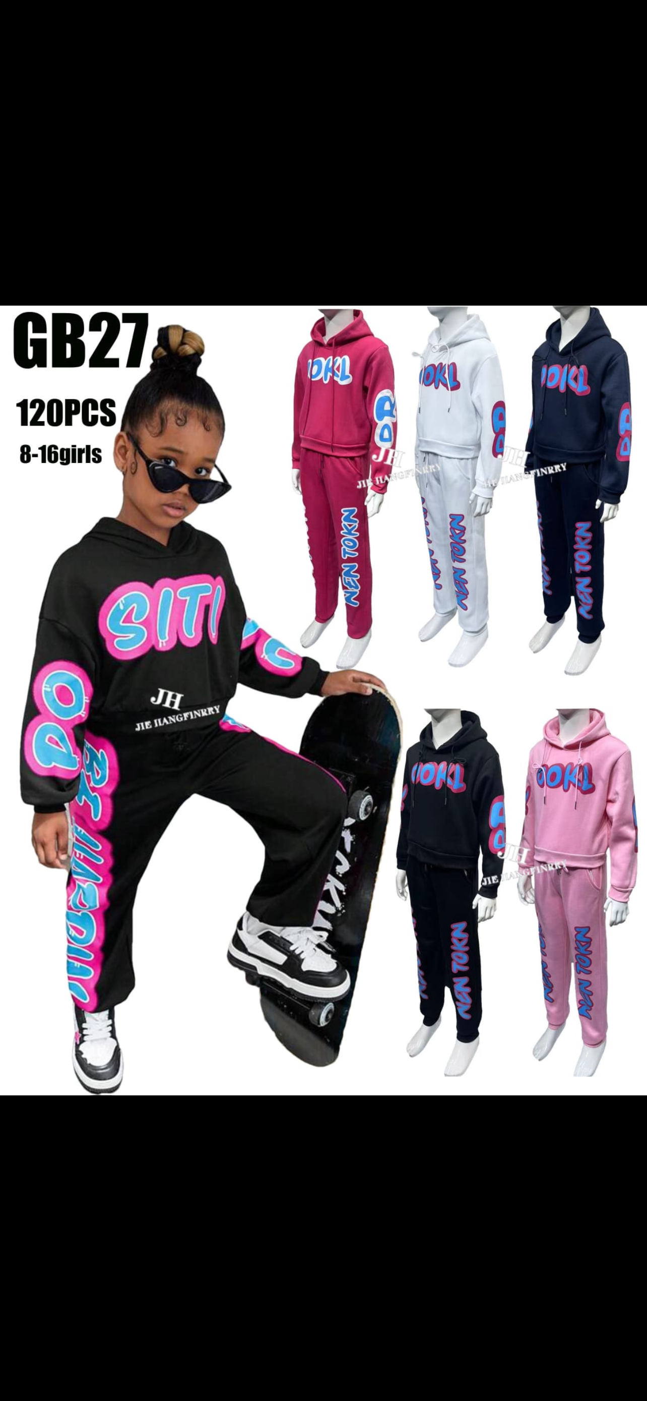 Tween Girl Campus Sports Leisure Hooded Knitted Tracksuit Various Colo ...