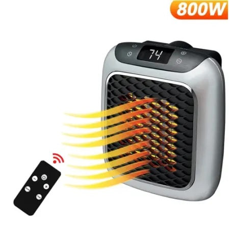 TURBO 800 HANDY SPACE SAVING WALL OUTLET HEATER 800W WITH REMOTE CONTR ...