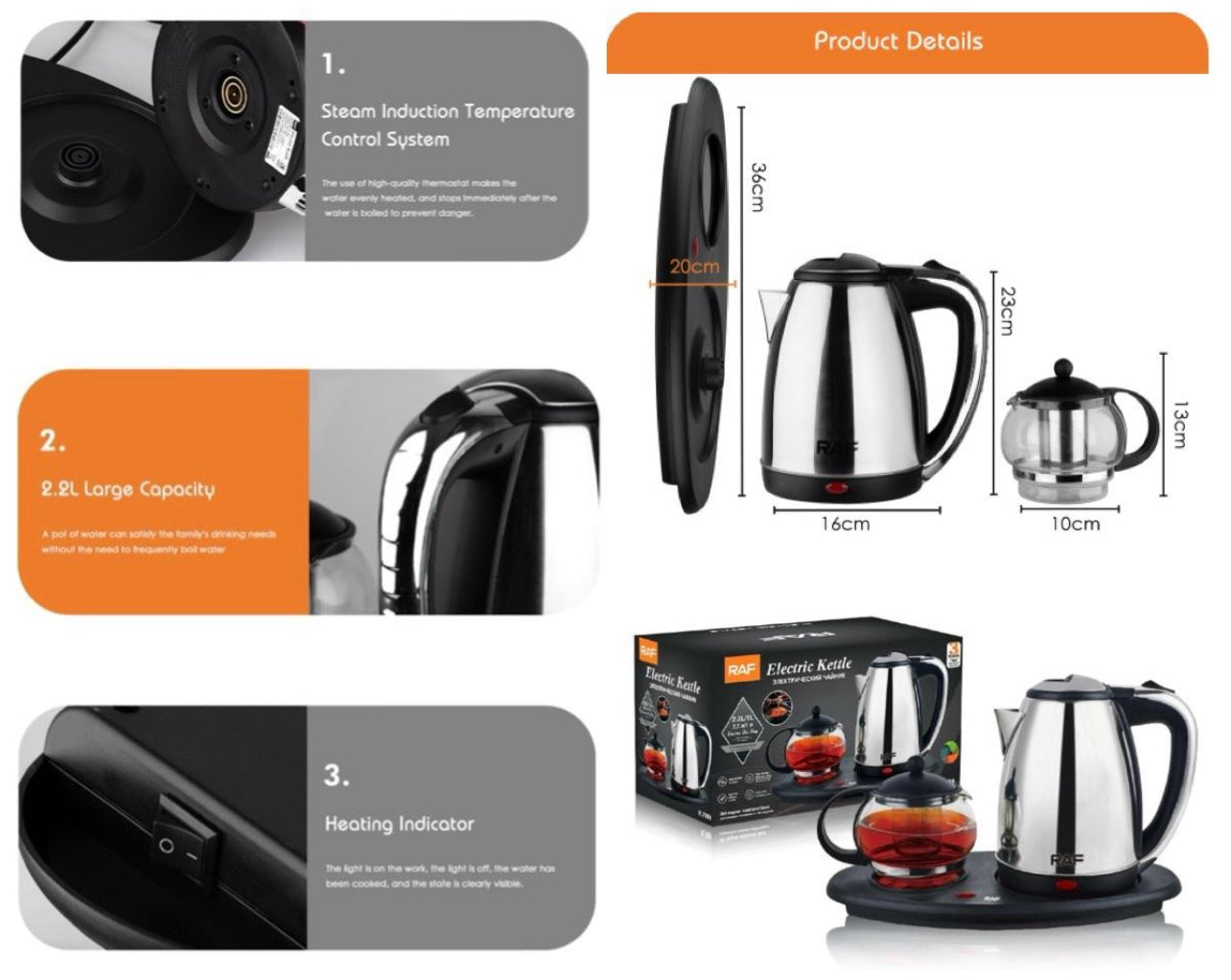 RAF Electric 2 Kettle In One – Megamall Online Store