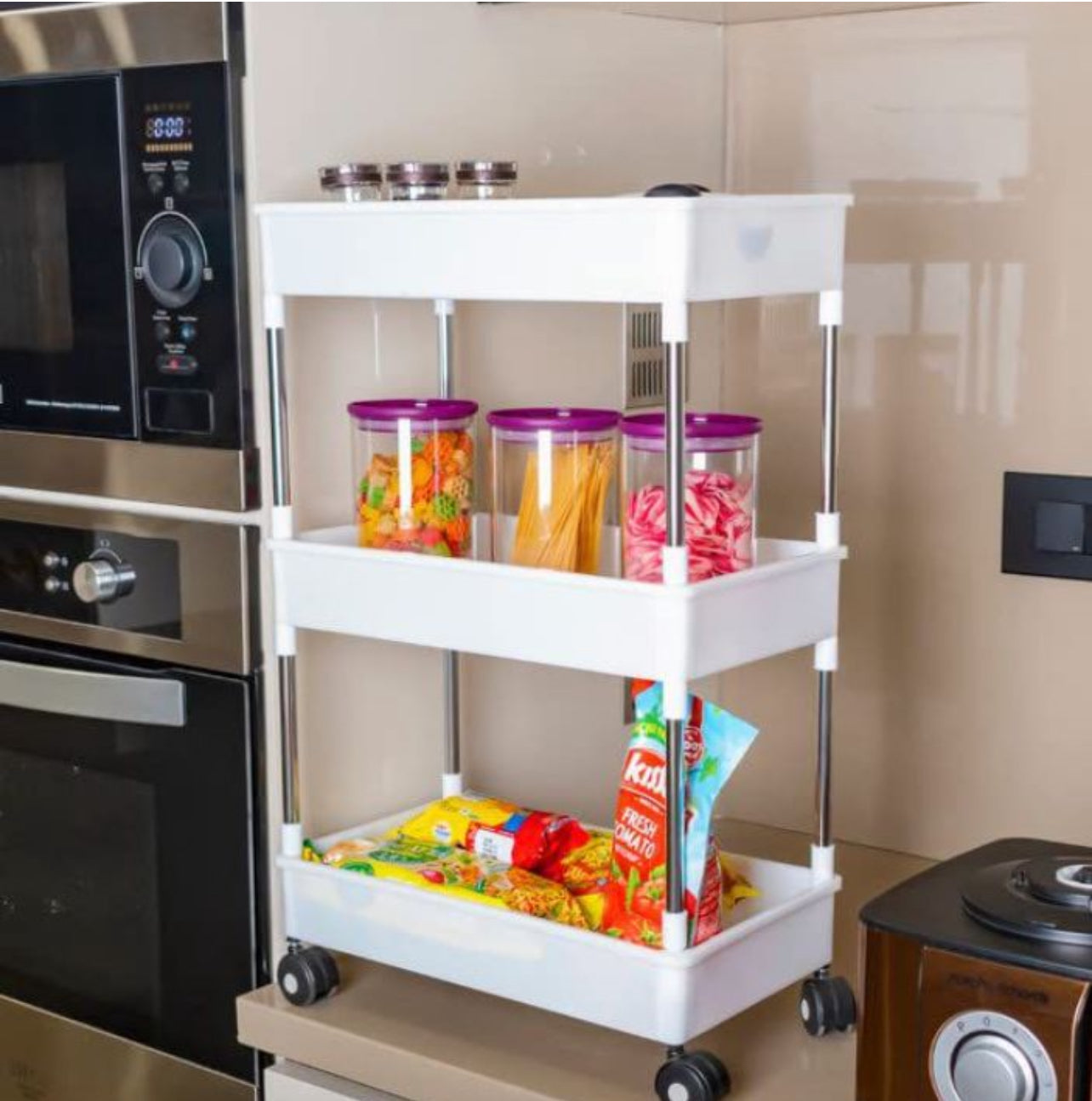 Kitchen Trolley 3 Tier Stainless Steel – Megamall Online Store