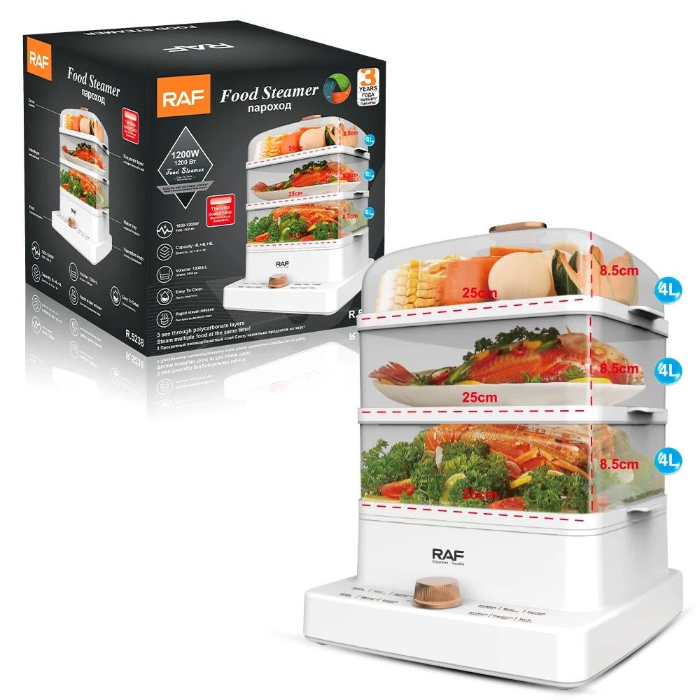 RAF - Multifunctional kitchen steamer plastic 3-layer steamer electric ...