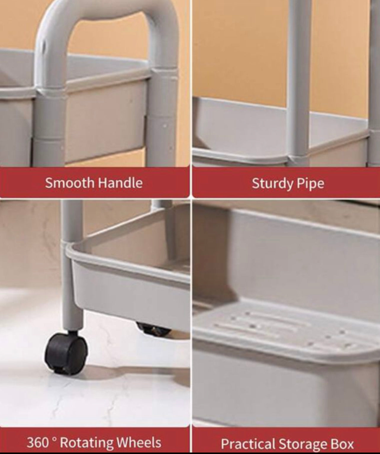 Storage Trolley 3 Layer PVC – Megamall Online Store