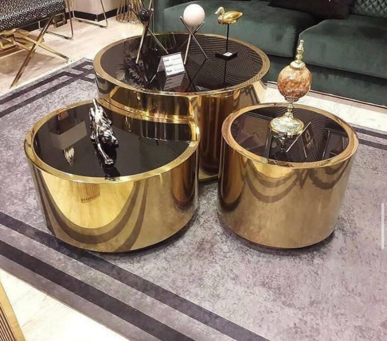 Modern Luxury Metal Gold/Black Set Of 3Tables – Megamall Online Store