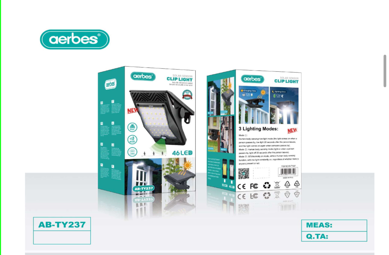 Aerbes Aerbes Solar Powered Wall Light – Megamall Online Store