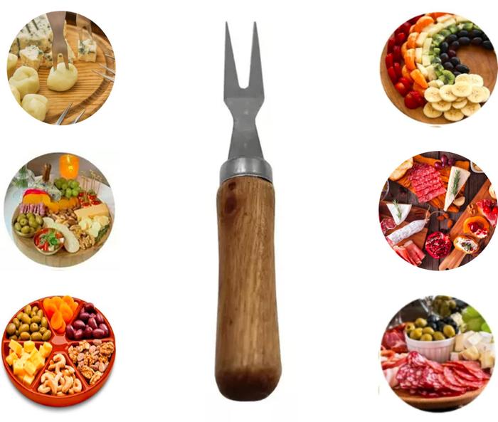Stainless Steel Snack Fork Set, 6 Pieces, Wooden Handle – Megamall ...