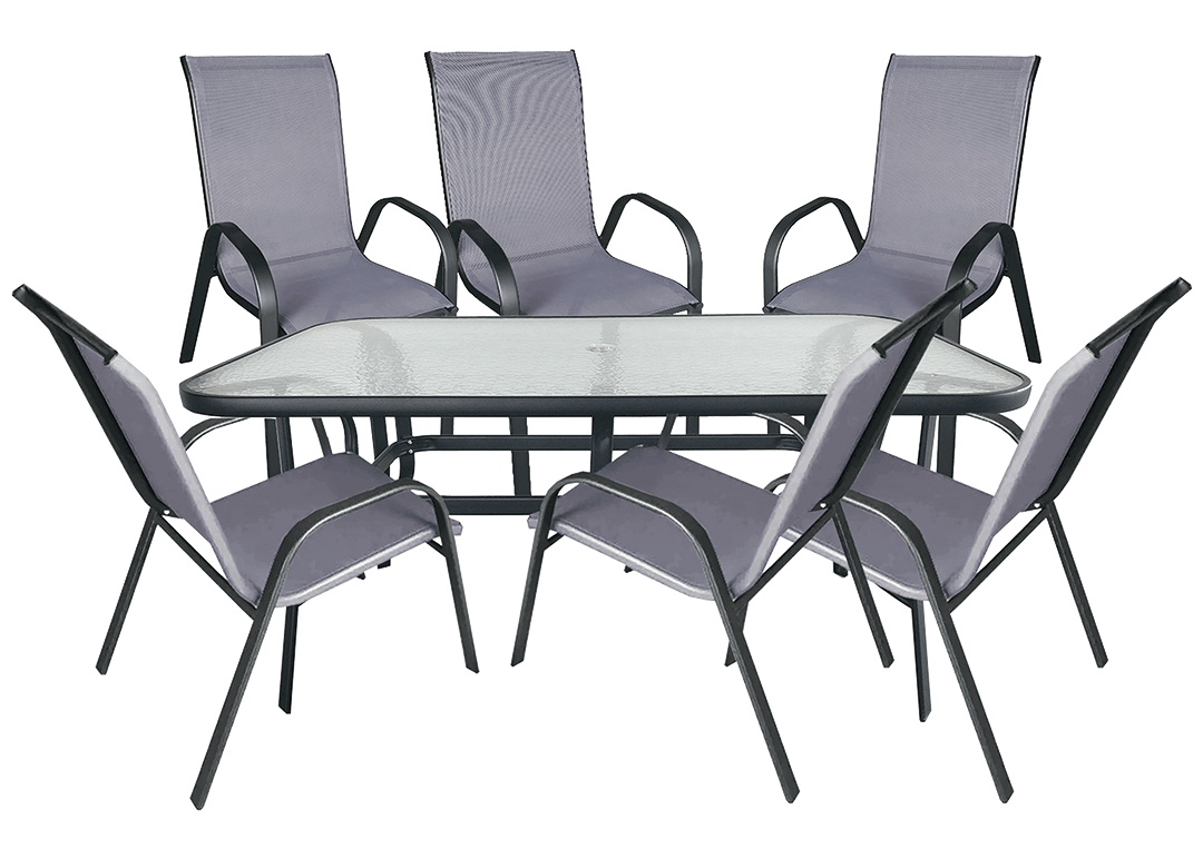 Modern Patio Set 7pc Steel/Glass – Megamall Online Store