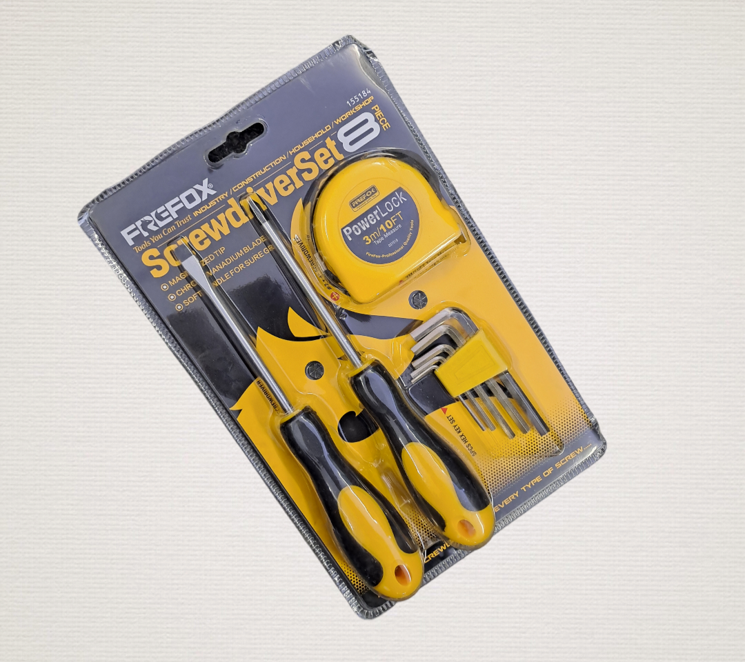 Screwdriver Set 8pcs with Tape Measure and Hex Key – Megamall Online Store