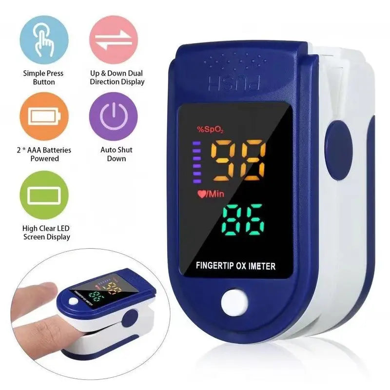 2-Pack Fingertip Oximeter with Pulse Rate Monitor – Portable SpO2 Read ...