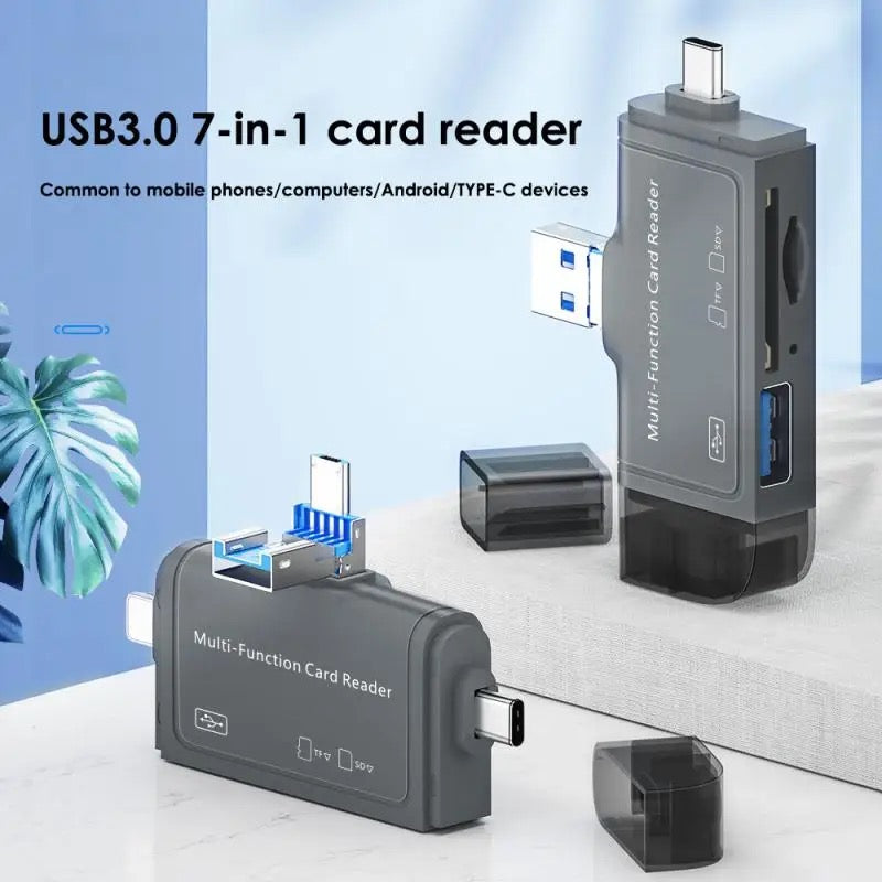 7 In 1 Multifunction USB 2.0 Type C/IOS Memory Card Reader Adapter OTG ...
