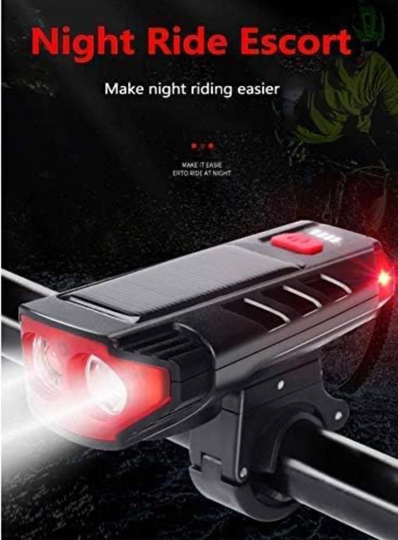 Dual Light Source Solar Powered Horn Bicycle Light 120l – Megamall ...