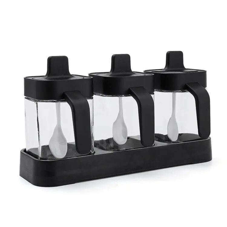 3 Piece Square Food Container Jars -Built In Teaspoon – Megamall Online ...