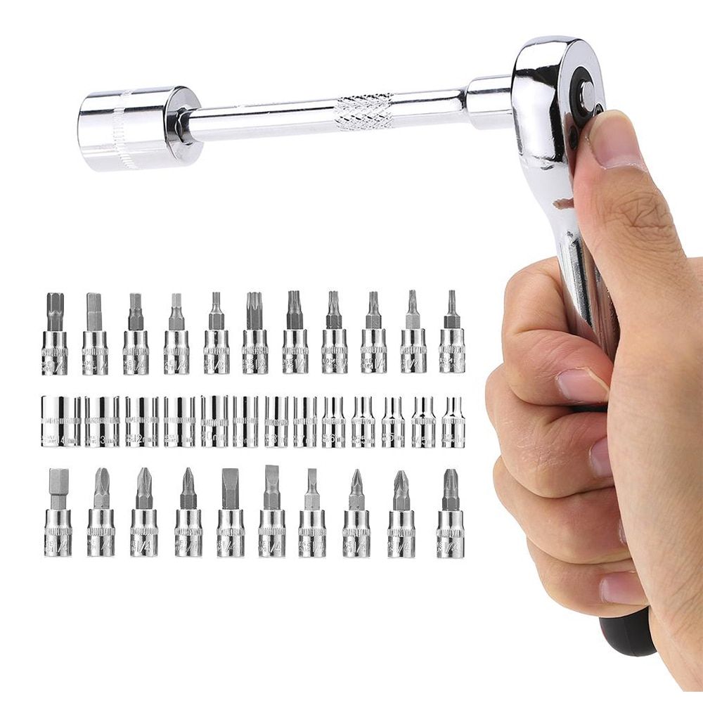 46-Piece 1/4" Drive Socket & Bit Set – Complete Hand Tool Kit ...