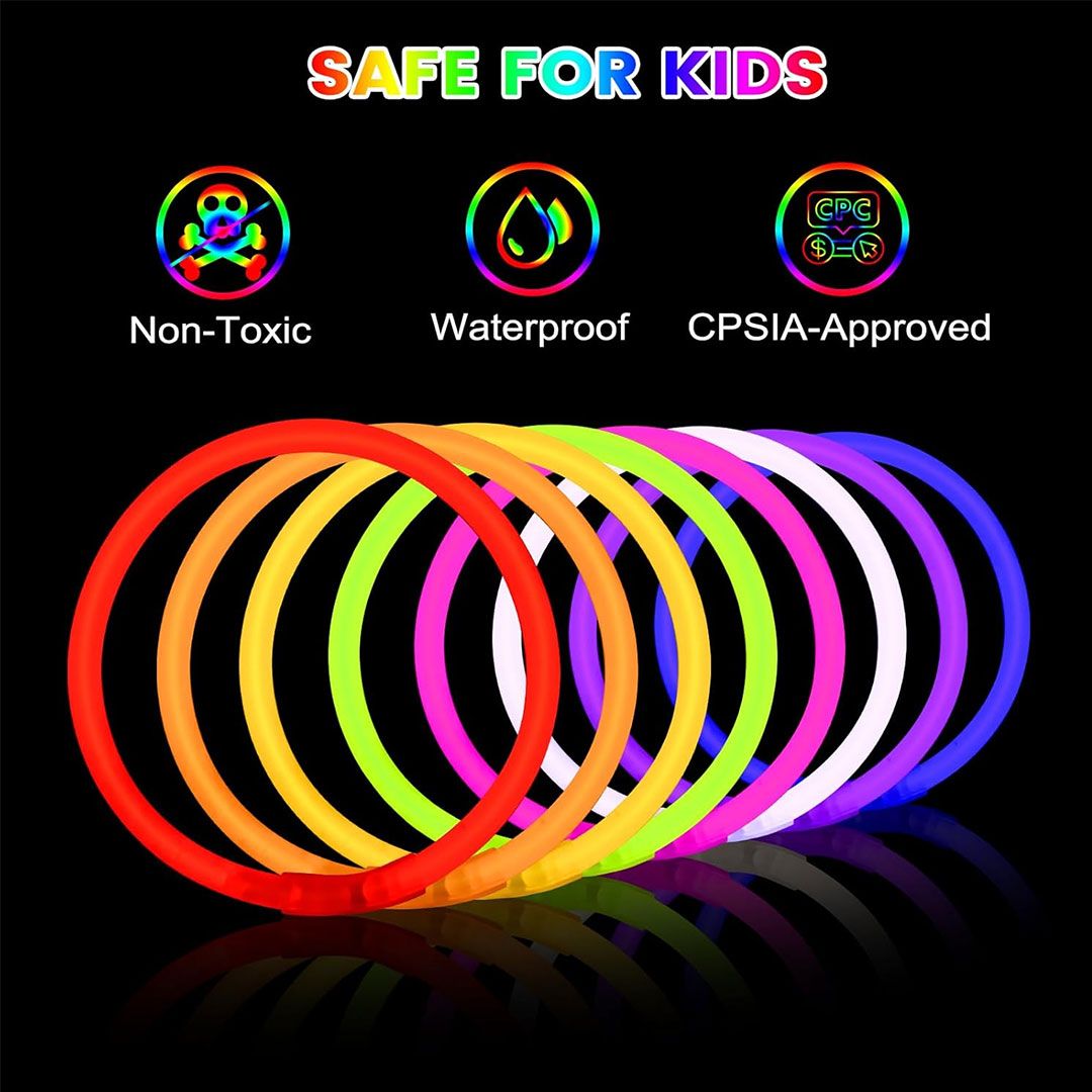 100-Piece Glow Stick Party Pack with Connectors – Waterproof Neon Fun ...