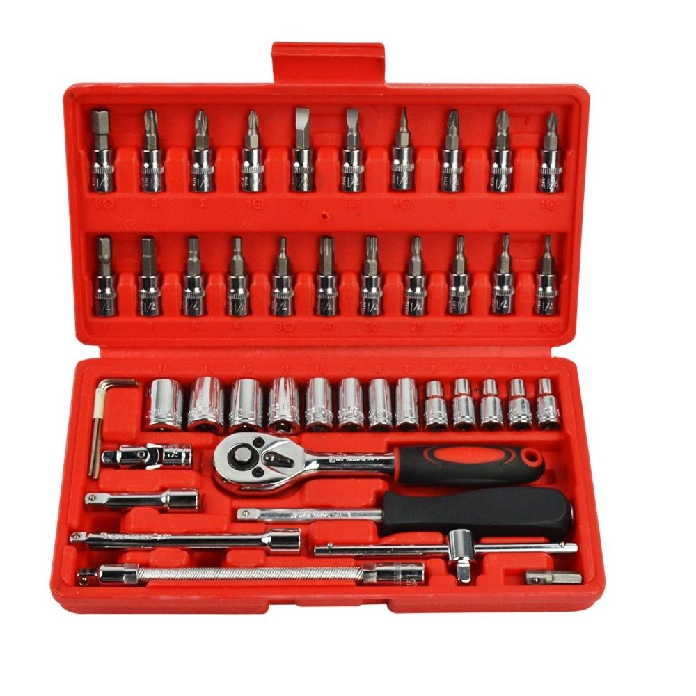 46-Piece 1/4" Drive Socket & Bit Set – Complete Hand Tool Kit ...