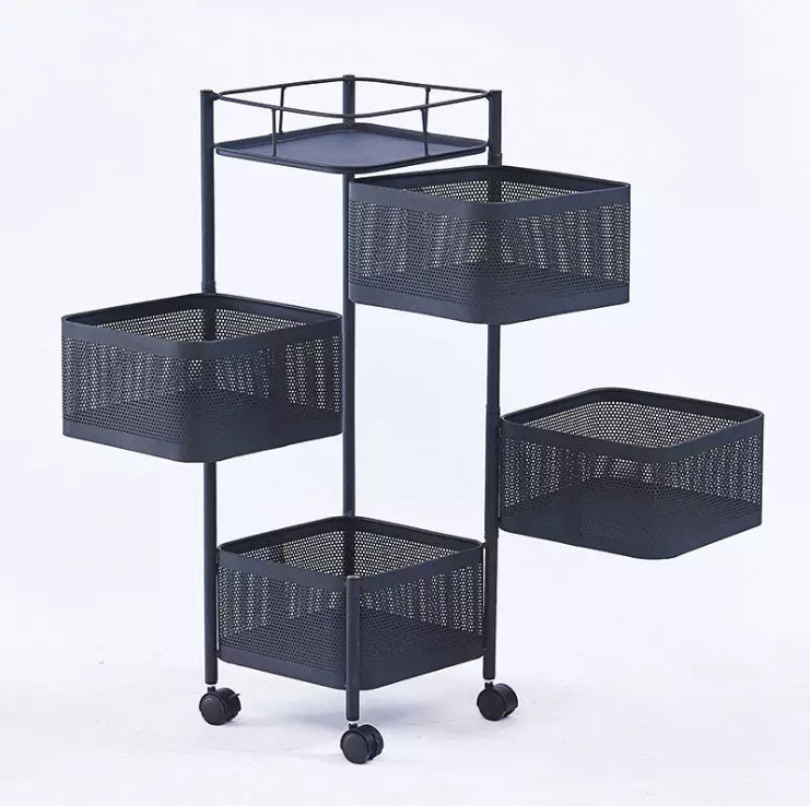 MHome 4-Tier Square Storage Rack With Wheels – Carbon Steel – Megamall ...
