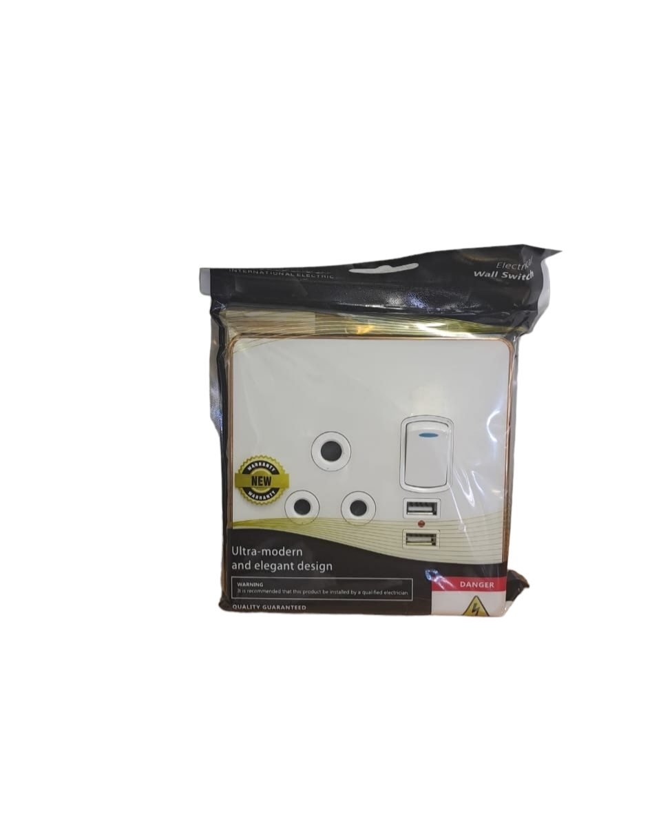 Condere Wall Socket with 2x USB Ports-White with gold lining – Megamall ...