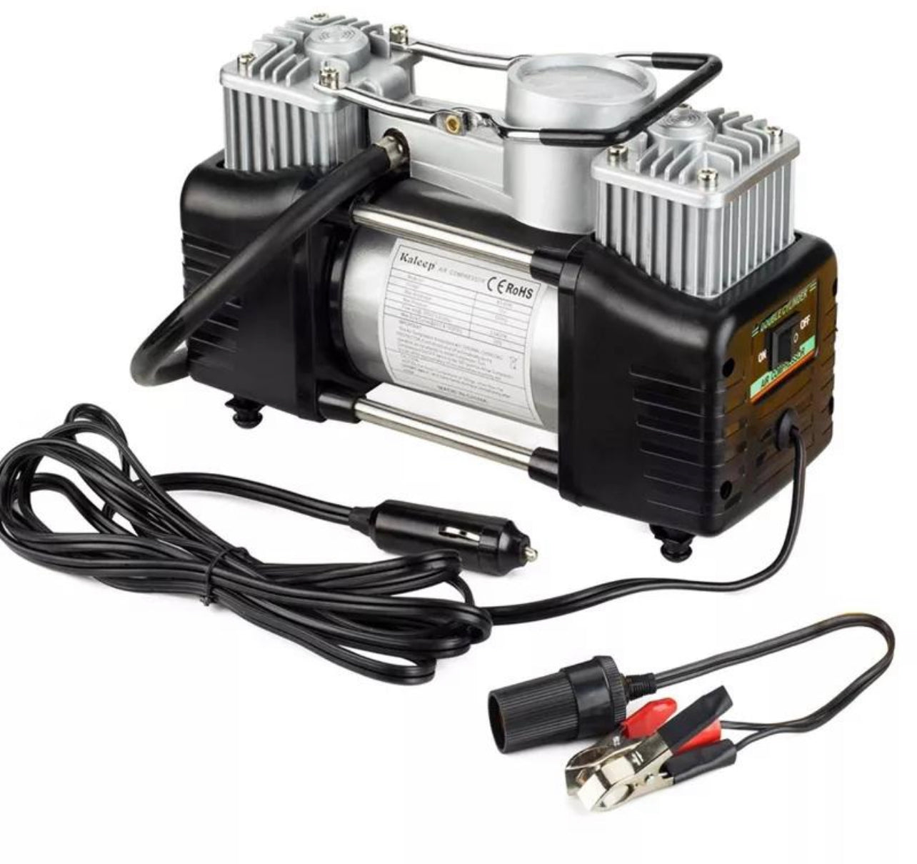 Heavy Duty 12 Volt 85 litre Two Cylinder Portable Air Compressor ...
