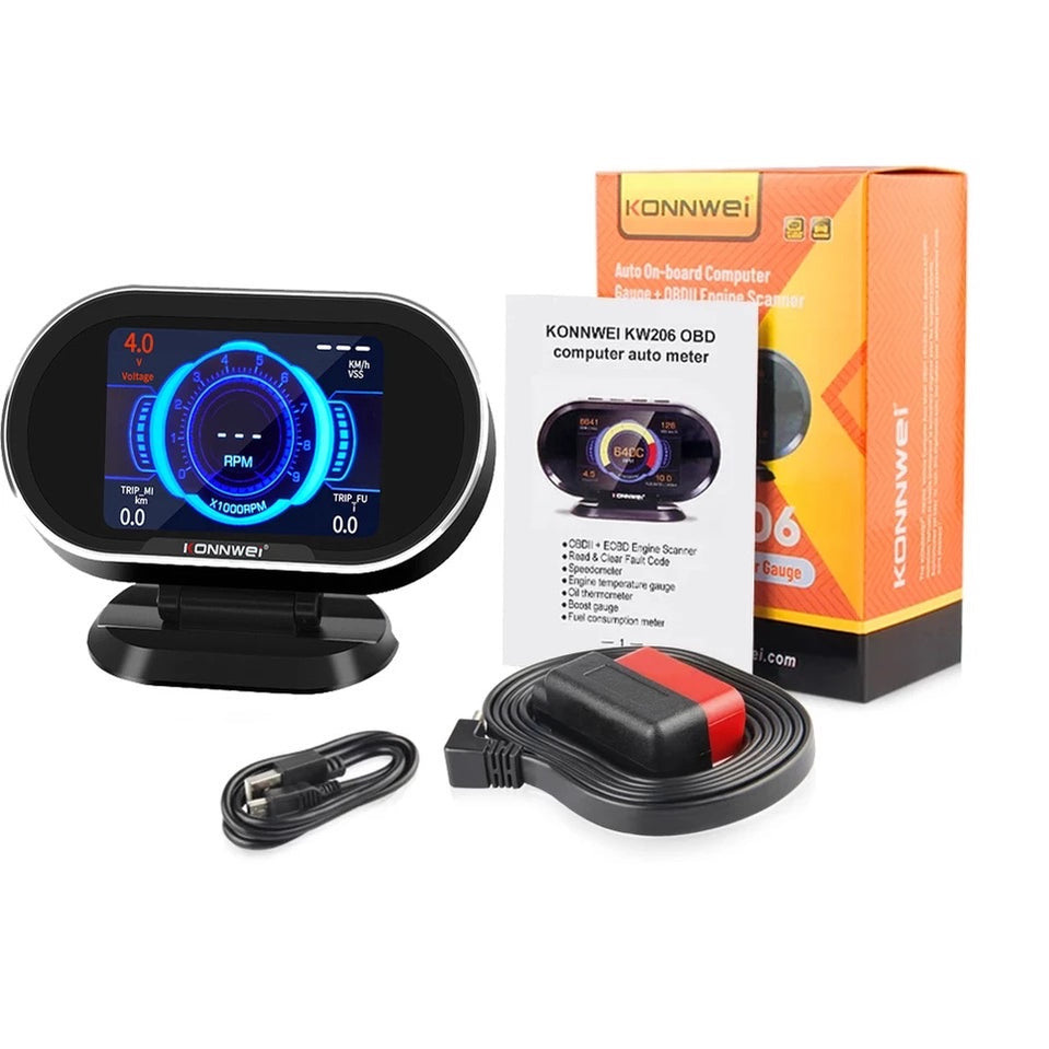Konnwei KW206 Auto Onboard Computer Gauge and OBII Engine Scanner ...