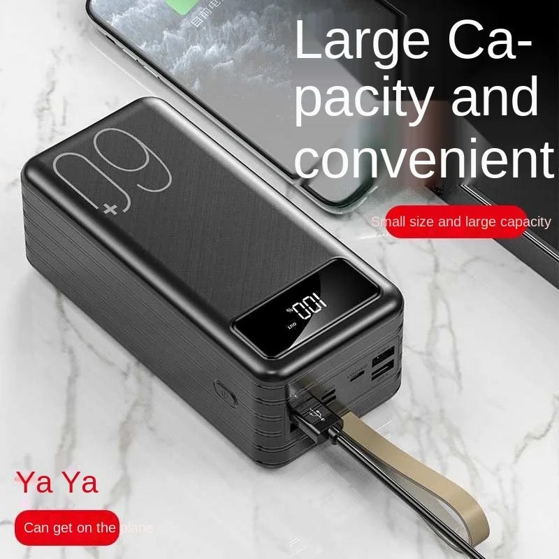 60000mAh 4 USB Port LCD Display, Light Power Bank With Built In 3 Cabl ...