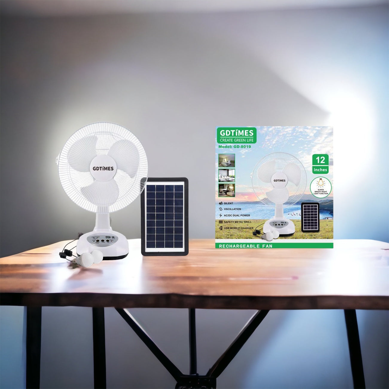 Solar Rechargeable Fan 12inch Oscillating – Megamall Online Store