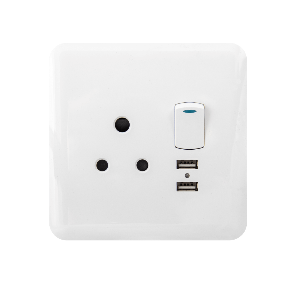 Condere Wall Socket with 2x USB Ports-White with gold lining – Megamall ...